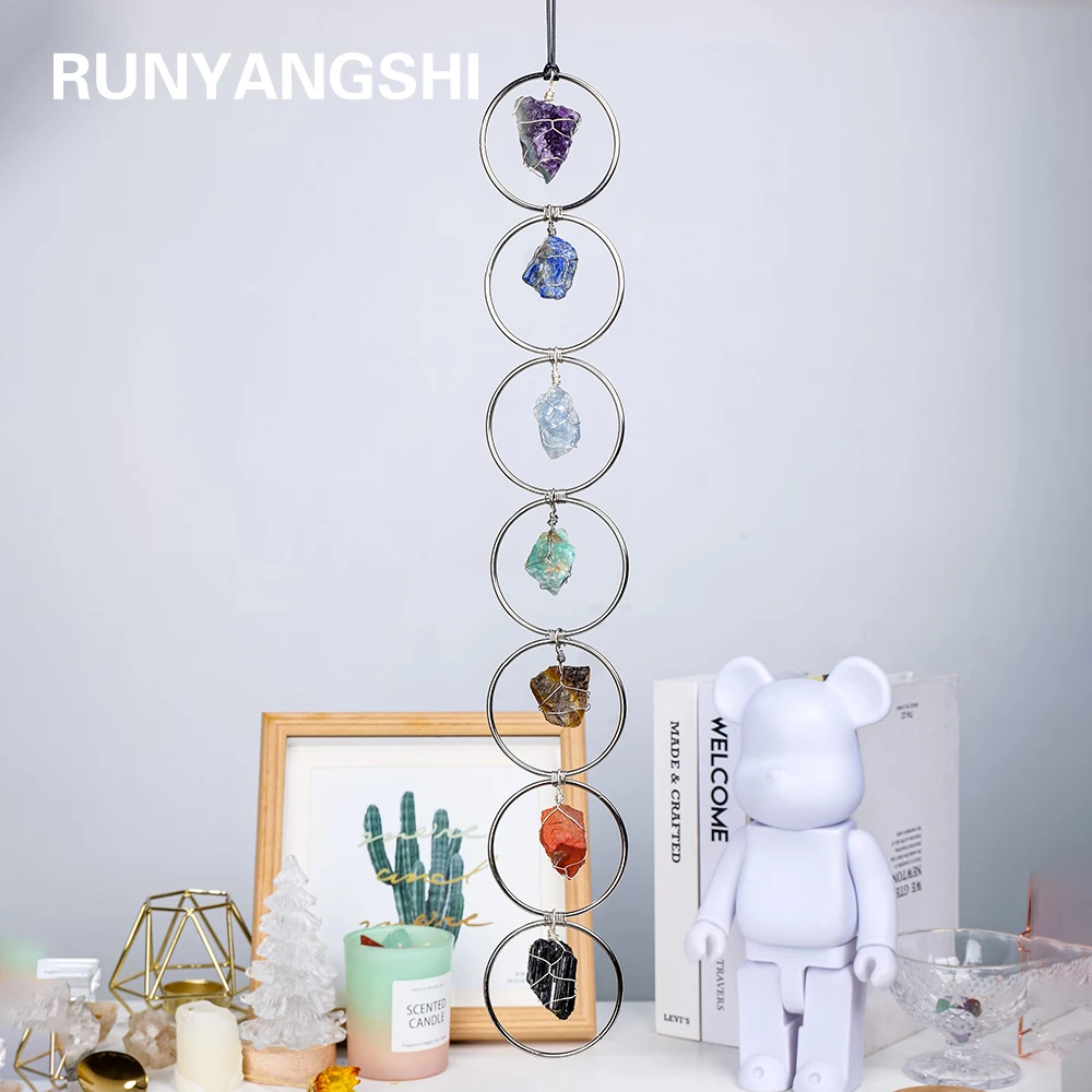 Natural-7-Chakela-Stone-Raw-Crystal-Gemstone-Wall-Decor-Hanging ...