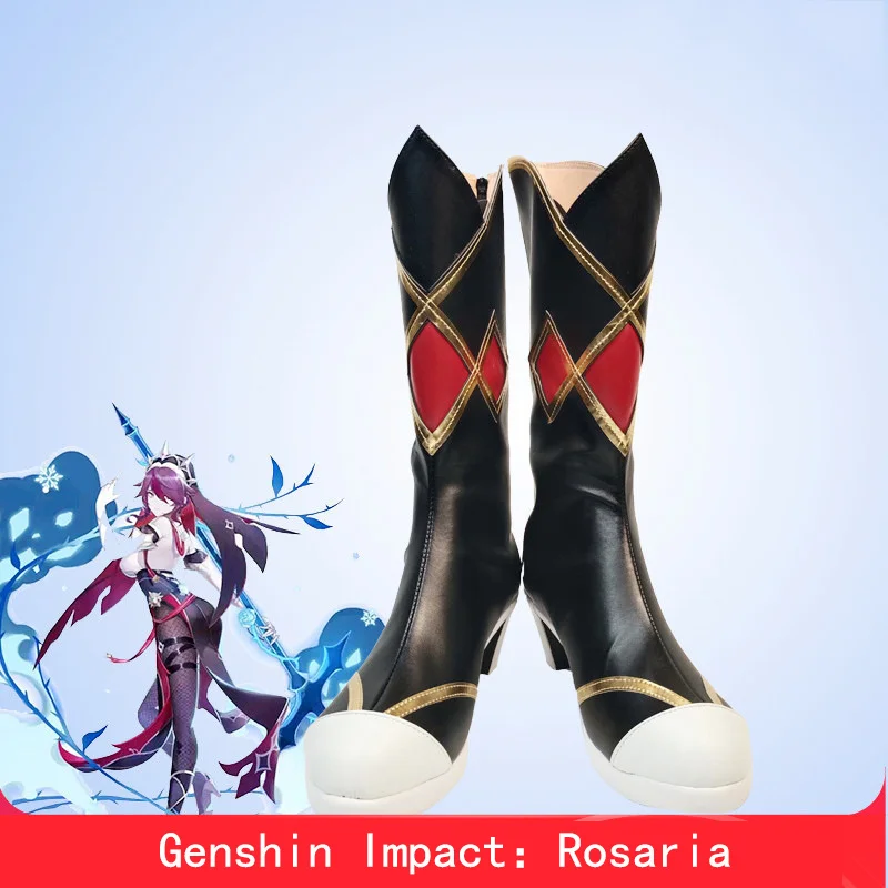 Game Genshin Impact Sexy Nun Rosaria Cosplay Long Leather Boots Shoes ...