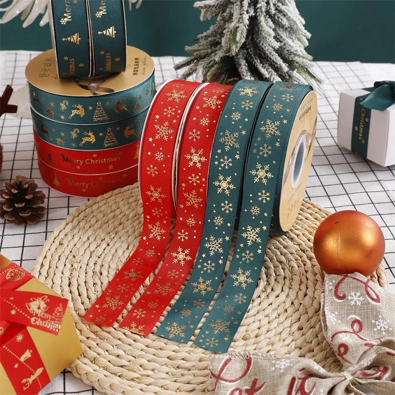 2-5cm-25yards-Christmas-Ribbon-Printed-Christmas-Polyester-Ribbon-For ...