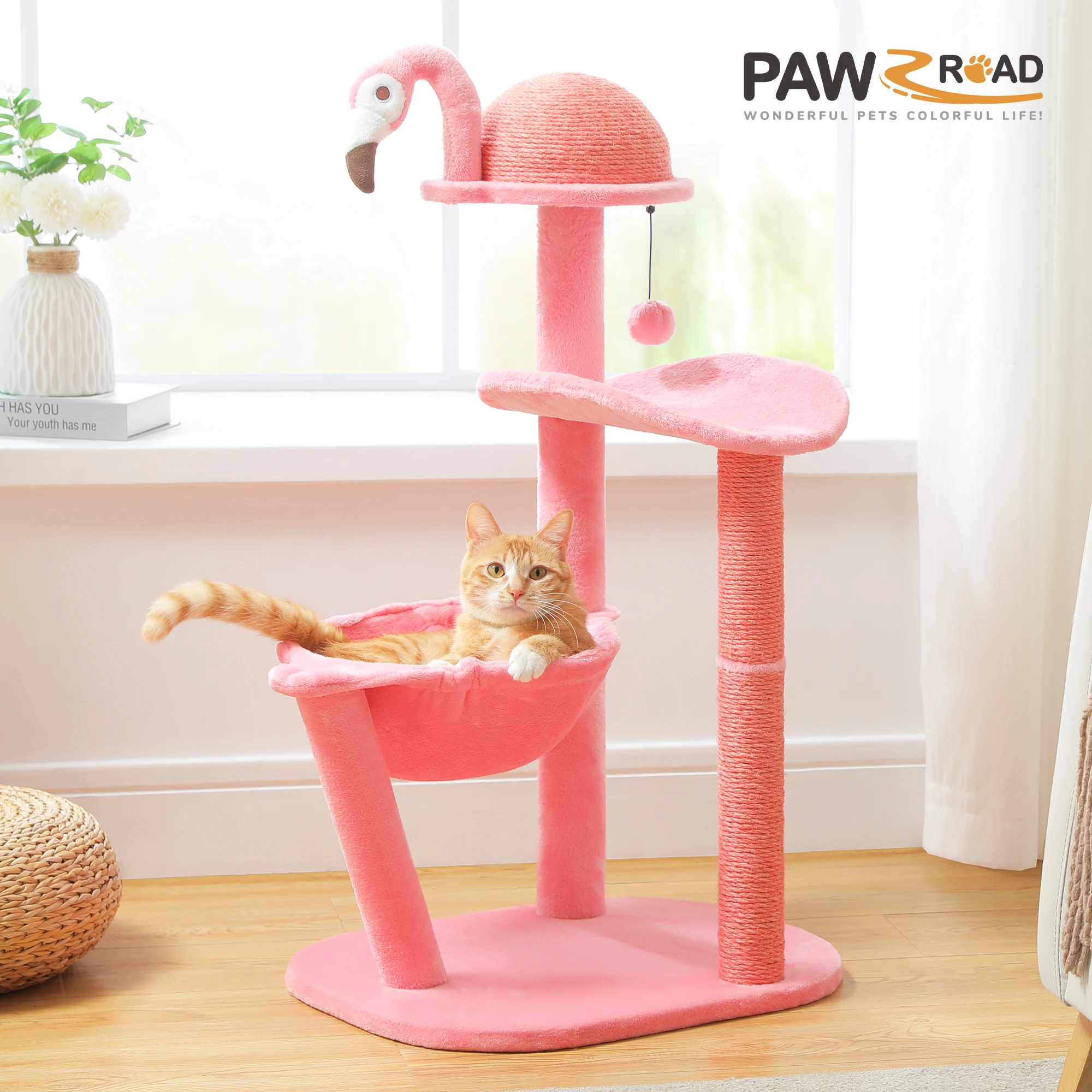 Cute-Cat-Tree-Flamingo-Pink-Cat-Tower-with-Sisal-Scratching-Posts-for ...