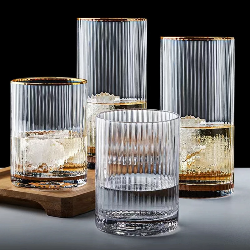 4-2-1Pcs-Vertical-Striped-Glass-Cup-Coffee-Mug-Japanese-Retro-Embossed ...