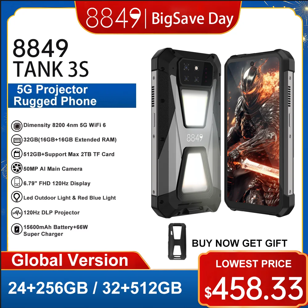 8849-Tank-3S-Unihertz-Rugged-Smartphone-with-Projector-5G-12-16GB-RAM ...