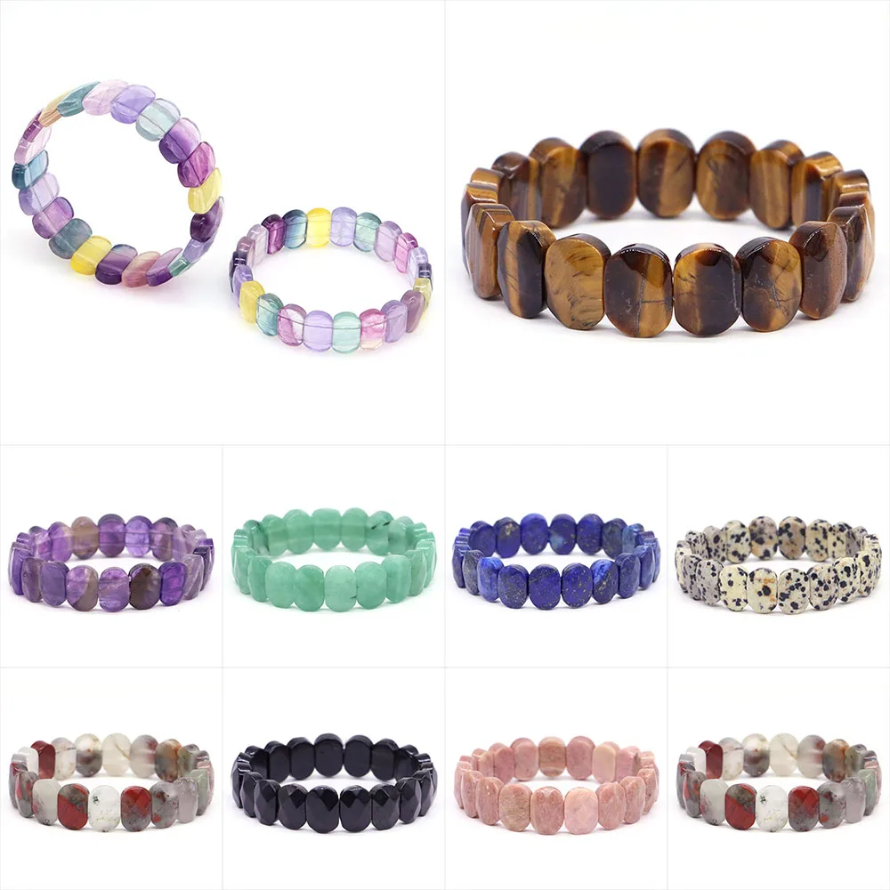 Natural-Stone-Square-Beads-Bracelets-Amethyst-Clear-Quartz-Healing ...