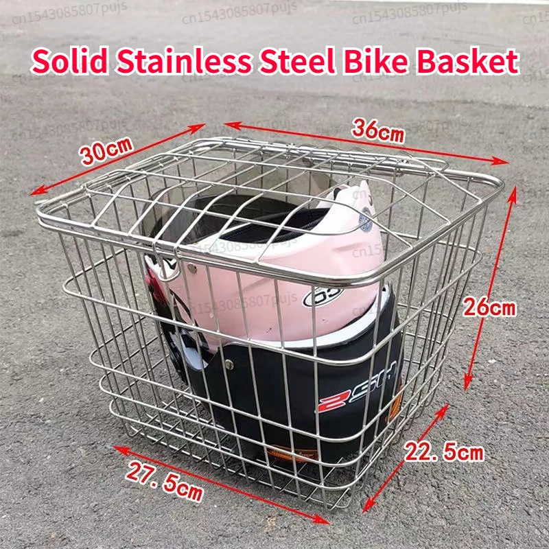 Stainless-Steel-Covered-Bicycle-Basket-Solid-Material-Bicycle-Front ...