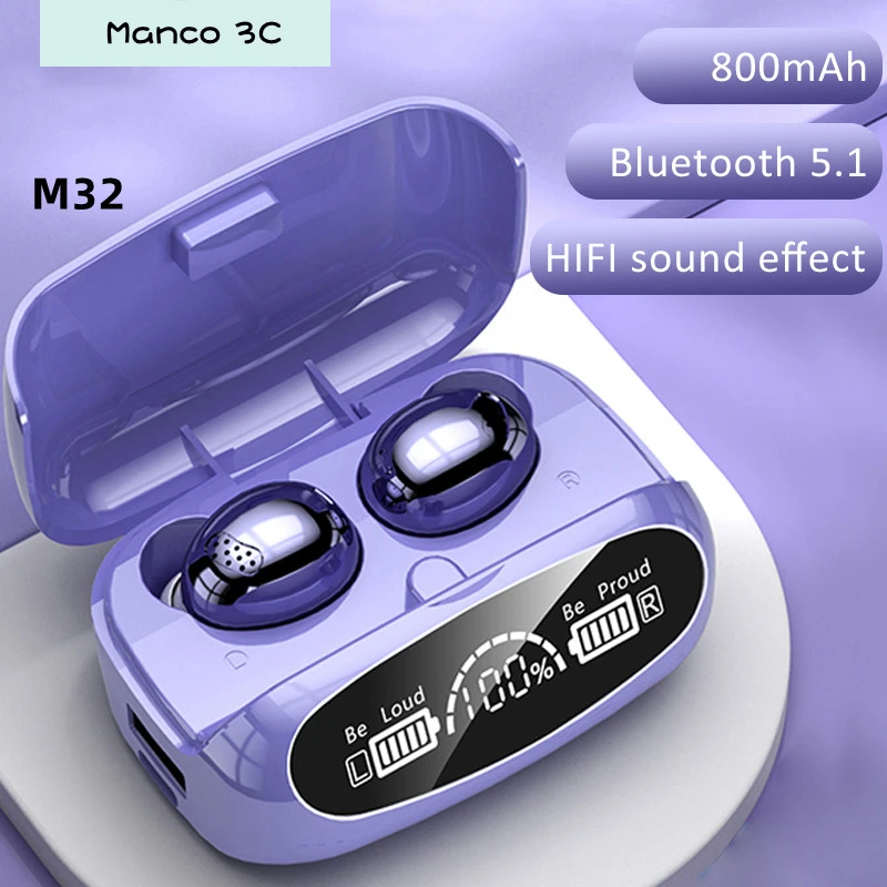 M32 Wireless Bluetooth Headset Binaural Digital Display Large Touch ...