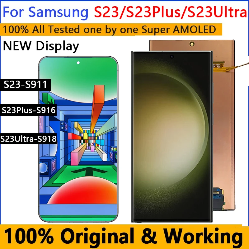Original For Samsung Galaxy S23 S911F S23 Plus S916 S916F LCD S23 Ultra S918 Display With Frame ...