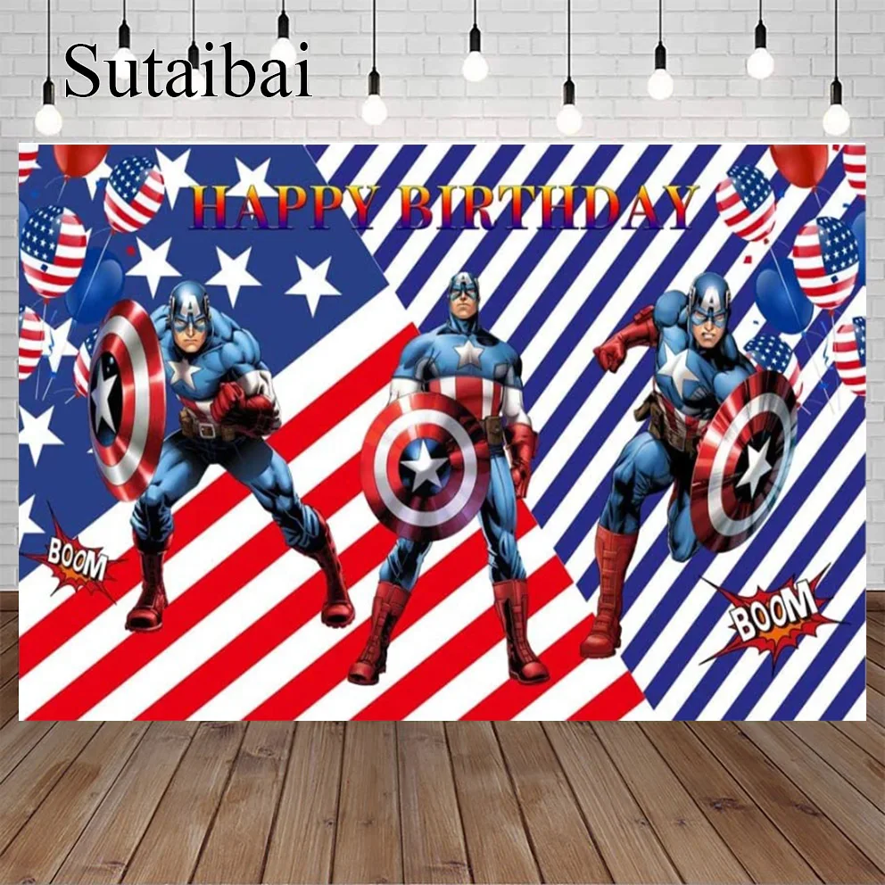Captain-America-Backdrop-for-Birthday-Party-Superhero-Theme-Banner ...