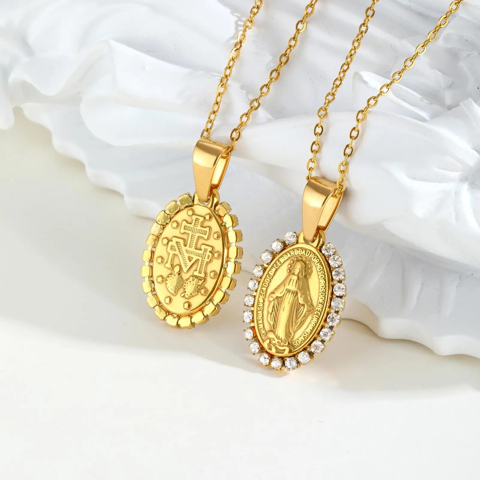 Personalized Zircon Virgin Mary Pendant Necklace for Women, Stainless ...