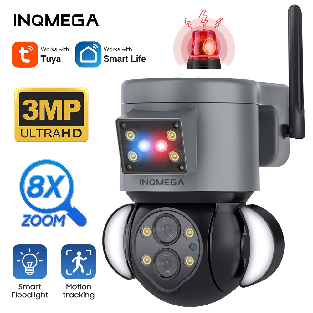 INQMEGA Wireless WIFI PTZ Camera Tuya 3MP 8X ZOOM Security Camera with ...