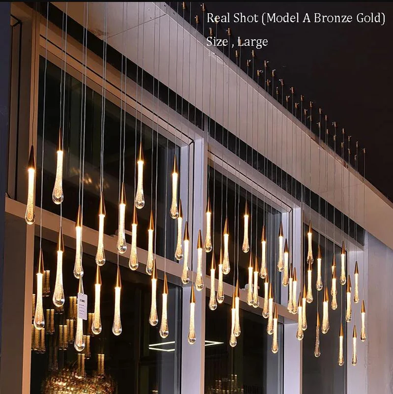 Gold-Crystal-Droplet-Pendant-Light-Modern-Hanging-lamp-For-Bedroom ...
