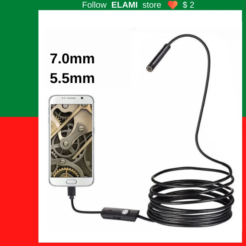 Endoscope Mini Camera 5.5mm Hardwired Usb Android Lens 3in1 Type-c Otg ...