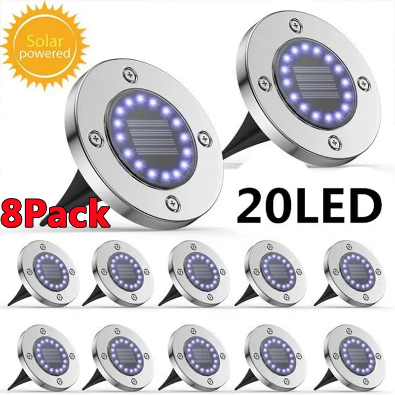 20LED Solar Power Disk Light Outdoor Garden Solar Underground Light ...