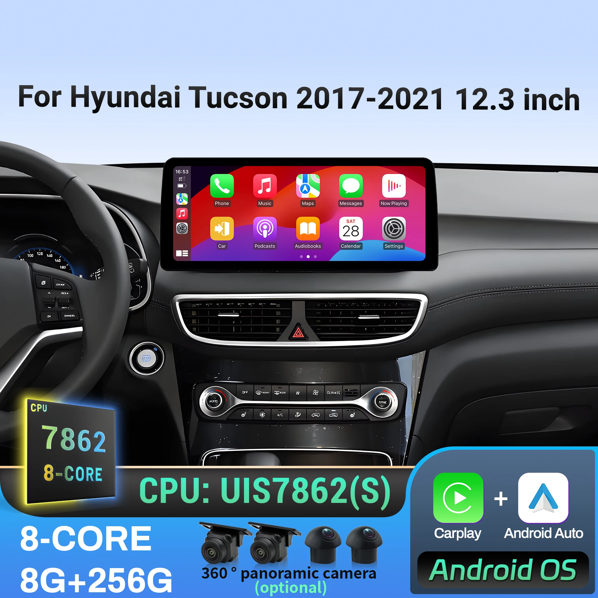 12.3 inch Android 14 For Hyundai Tucson 2017-2019 2020 2021 Car Radio ...
