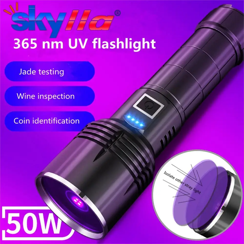 365nm-UV-Flashlight-High-Power-Purple-Light-Lantern-Fluorescent-Antigen ...