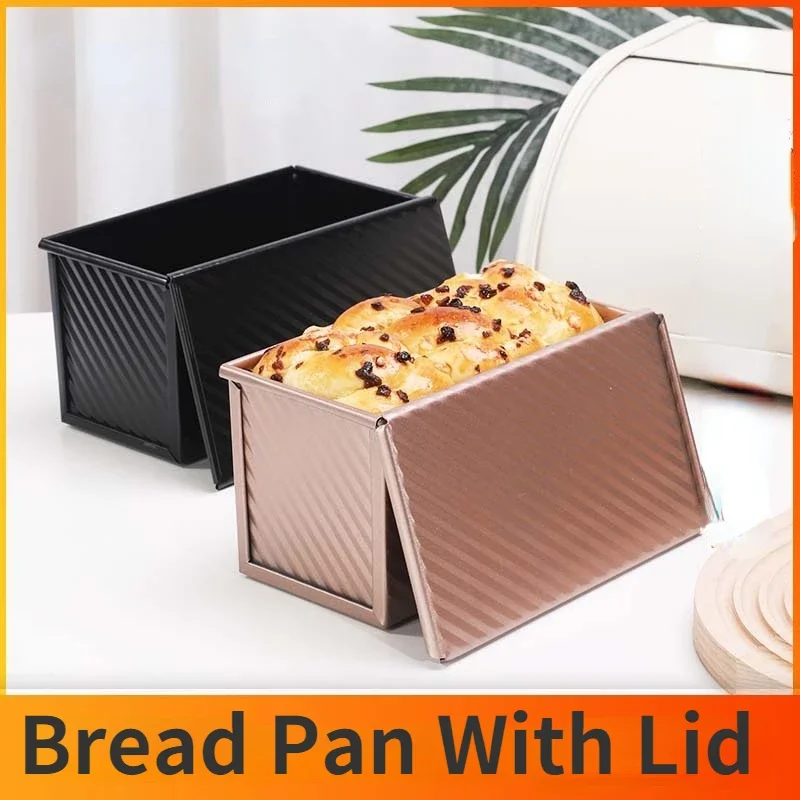 450g-Rectangle-Loaf-Pan-with-Cover-Bread-Baking-Mould-Cake-Toast-Non ...