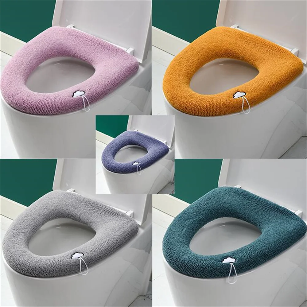 Handle-Toilet-Seat-Universal-Knitted-Washable-Household-Toilet-Seat-Set ...