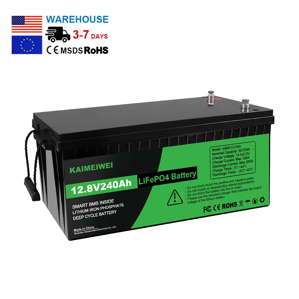 EU Estoque! Lifepo4 ciclo profundo 12.8v 240ah baterias de íon de lítio ...
