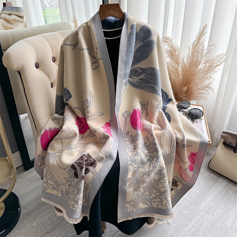 New Luxury Design Winter Two-Sided Cashmere Jacquard Scarves High ...