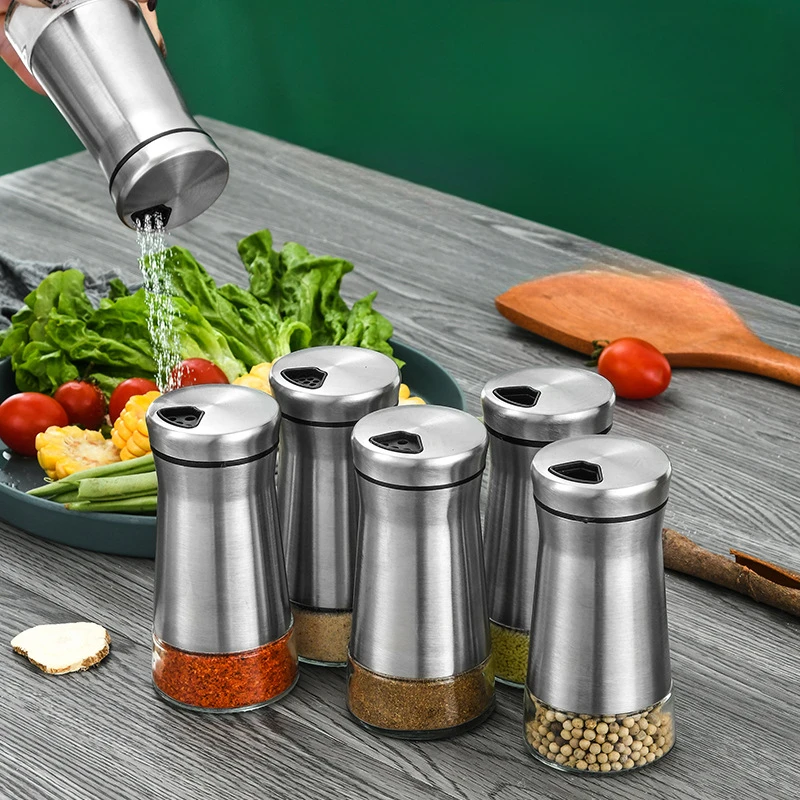 Stainless-Steel-Salts-Pepper-Shaker-Seasoning-Pot-Can-Spices-Bottle-Jar ...
