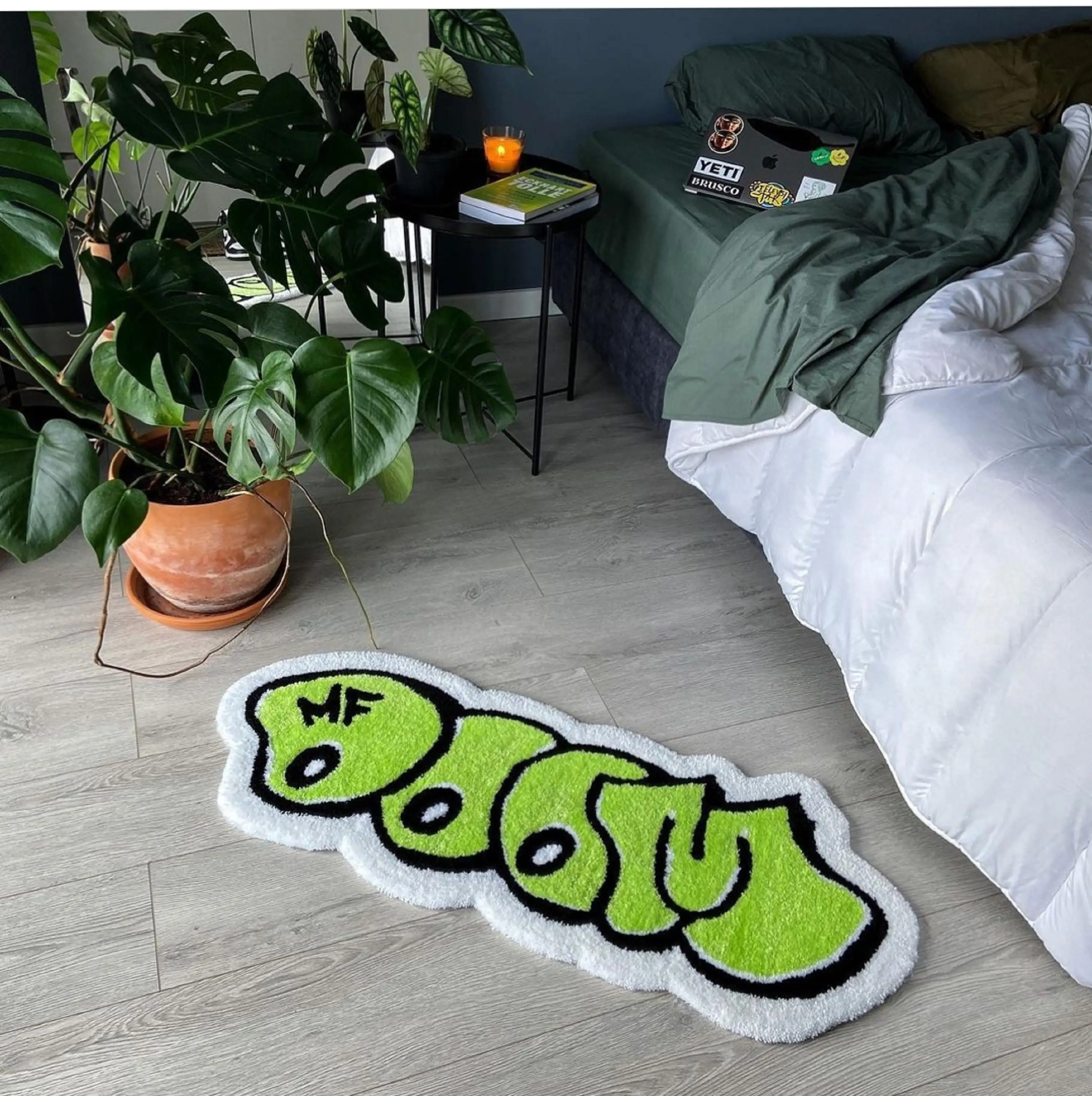 Green Cartoon Letter Handmade Custom Rug Digital Printing Process ...