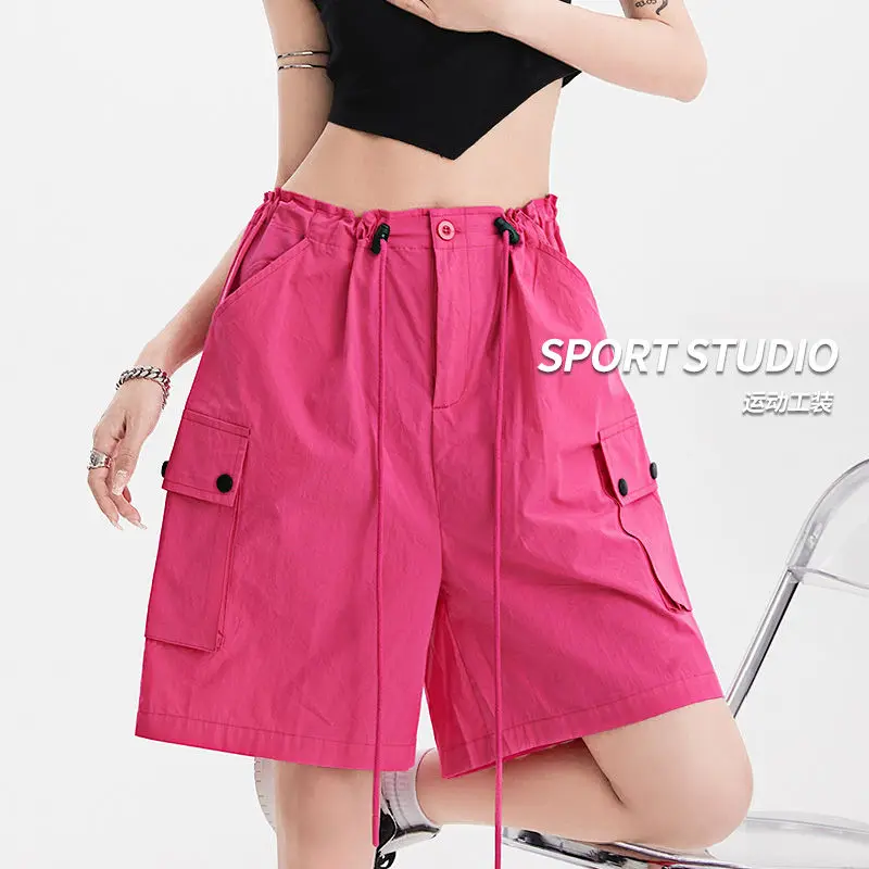 Trend-Rose-Red-Work-Shorts-Women-s-Summer-New-High-Waist-Solid ...