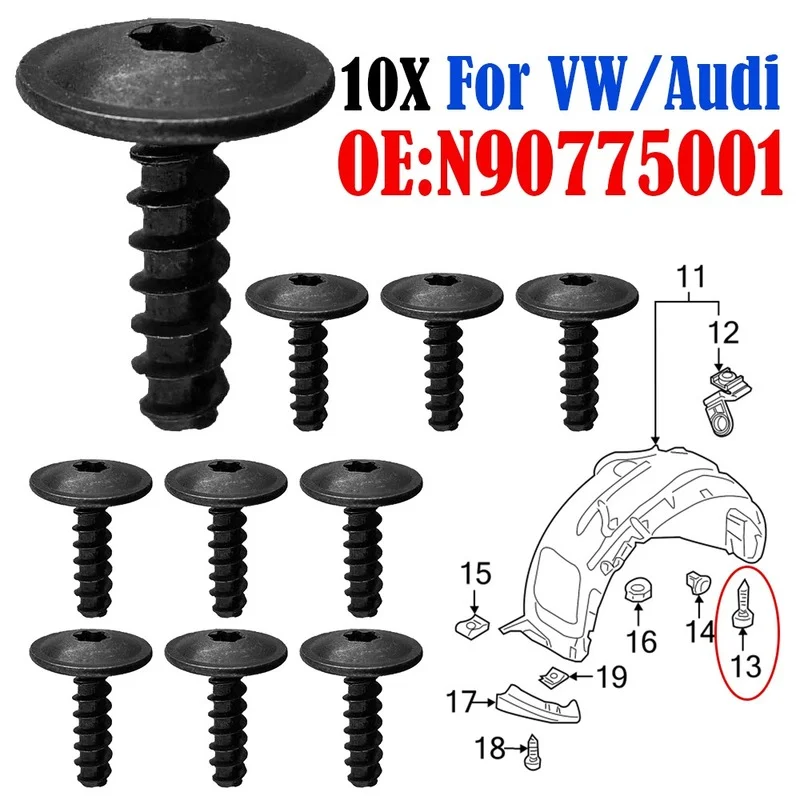 10pcs-N90775001Torx-Truss-Head-Tapping-Screw-Clips-For-VW-Volkswagen ...