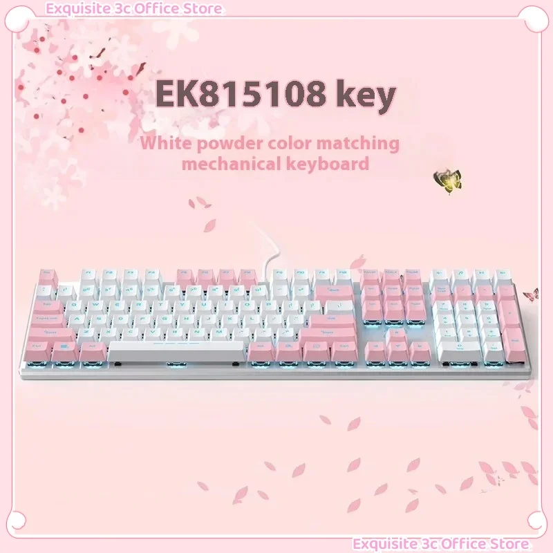 Dalyou-Ek815-Sakura-Weiyang-Theme-108-Key-Wired-Mechanical-Keyboard-Pink-Light-Gaming-Computer ...