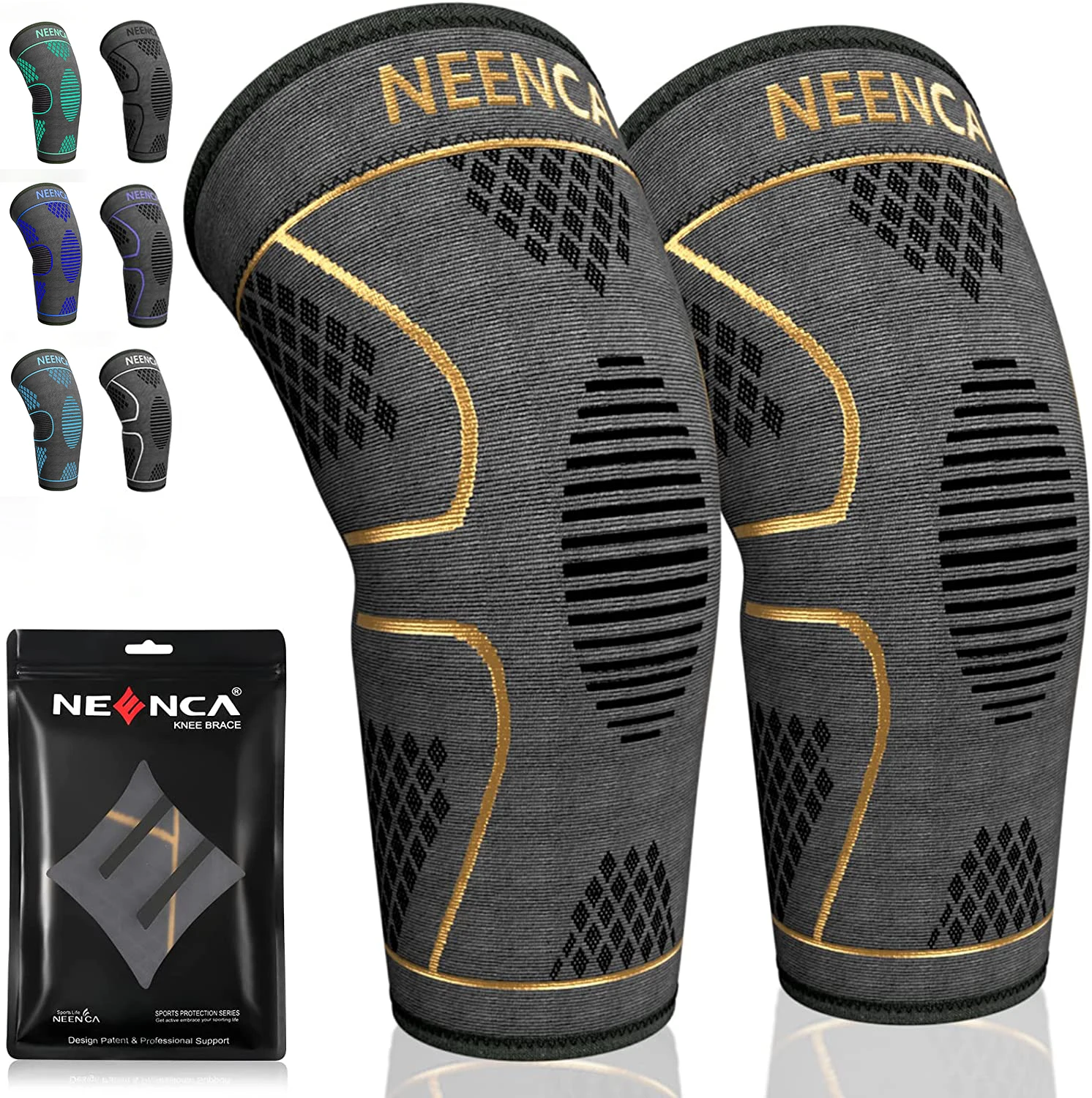 NEENCA Knee Brace Compression Sleeve Support for Women & Men Knee Pain ...