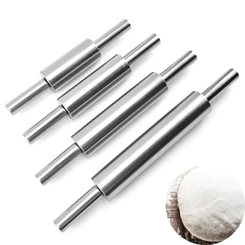 4-Size Stainless Steel Non-Stick Rolling Pin Bakers Cookie Dough Pizza ...