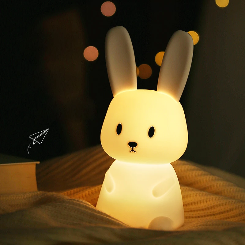 New-LED-Rabbit-Night-Light-Bedroom-Lamp-Touch-Sensor-Silicone-Animal ...