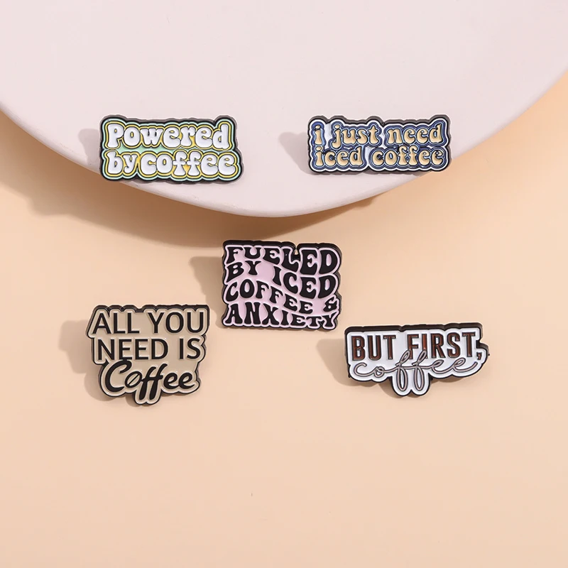 Coffee Cup Element Enamel Pins Powered By All You Need Is Coffee Metal ...