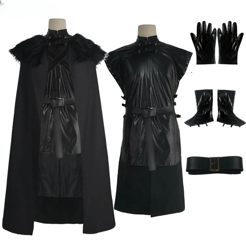Fast-Delivery-Jon-Cosplay-Snow-Costume-Gothic-Black-Plush-Cloak-Cape ...