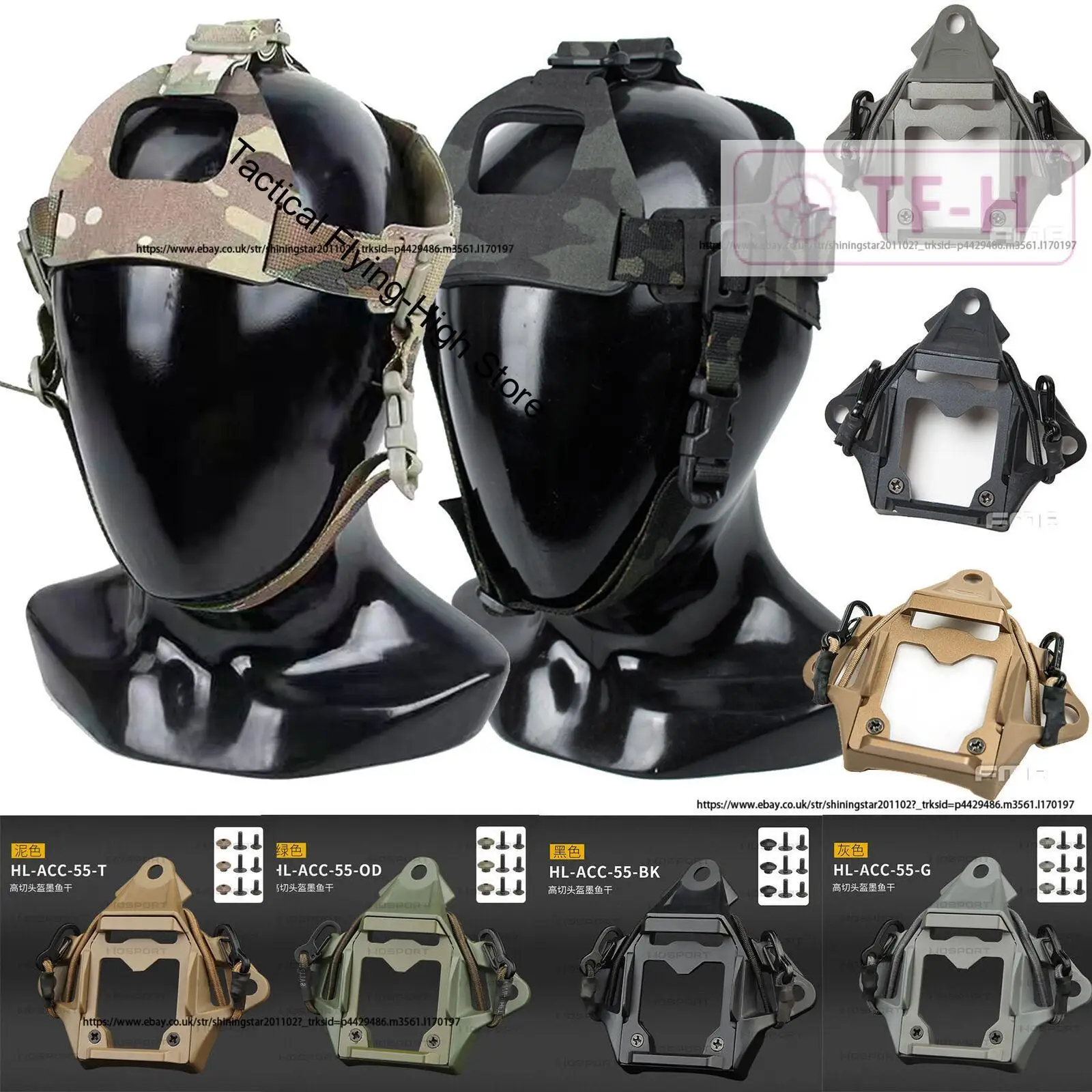 Tactical Night Vision Head Harness Strap NVG Mount Frame / 3-Hole ...