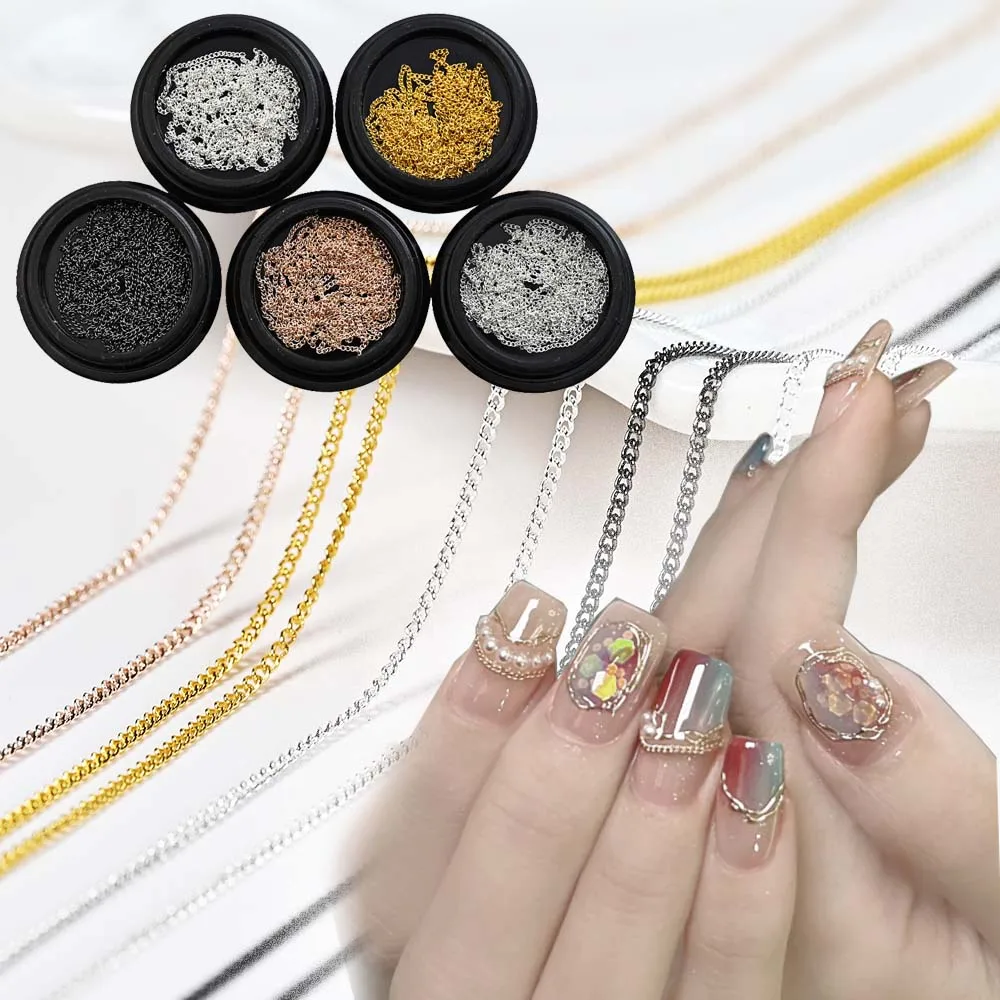 1M-Metal-Chain-Punk-Nail-Art-Rhinestone-Gold-Silver-Brown-Alloy-Studs ...