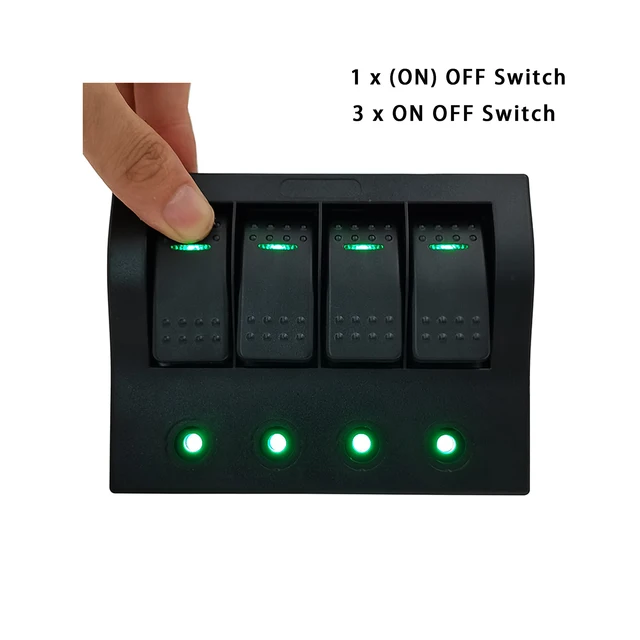 4 / 6 Gang Marine Boat Rocker Switch Panel 12V Green Led Toggle Switch ...