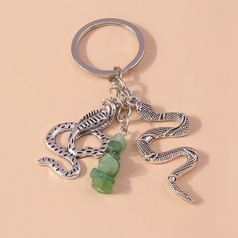 Cartoon-Alloy-Animal-Snake-Keychains-Handmade-Stone-Beads-Pendants ...