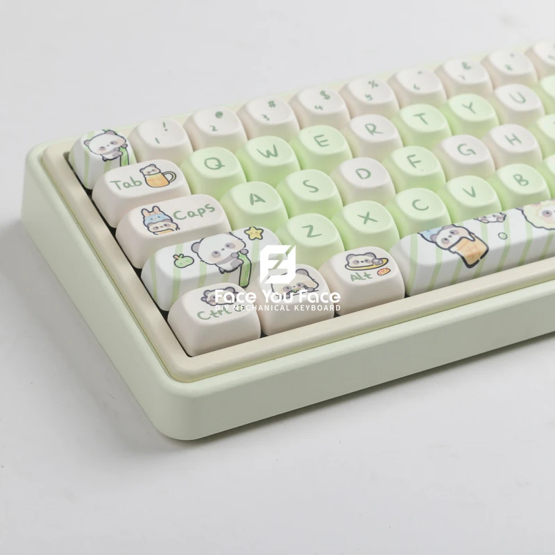 1-Set-GMK-140-Keys-Milk-Green-Panda-MOA-Profile-Key-Cap-MAC-Cute-Panda ...