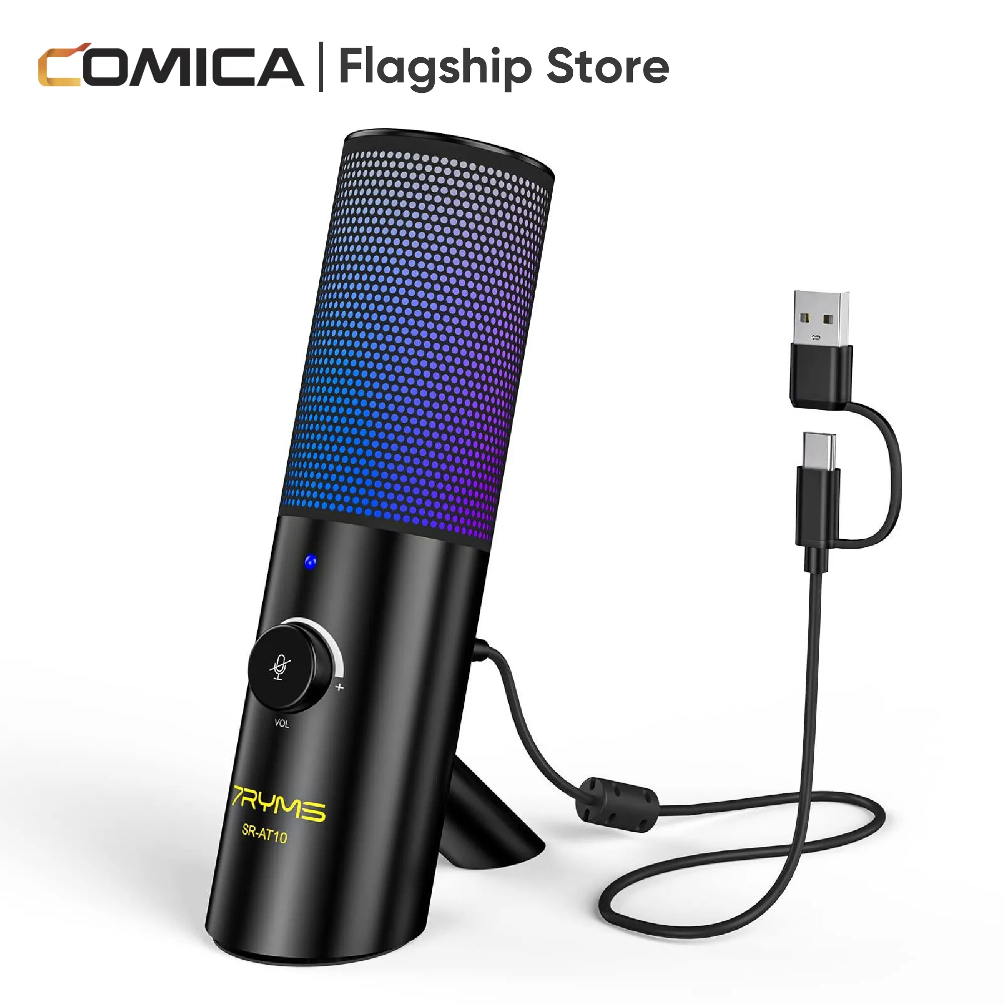 7-Microfone-Condensador-USB-RGB-Adequado-para-PC-Laptop-Smartphones ...