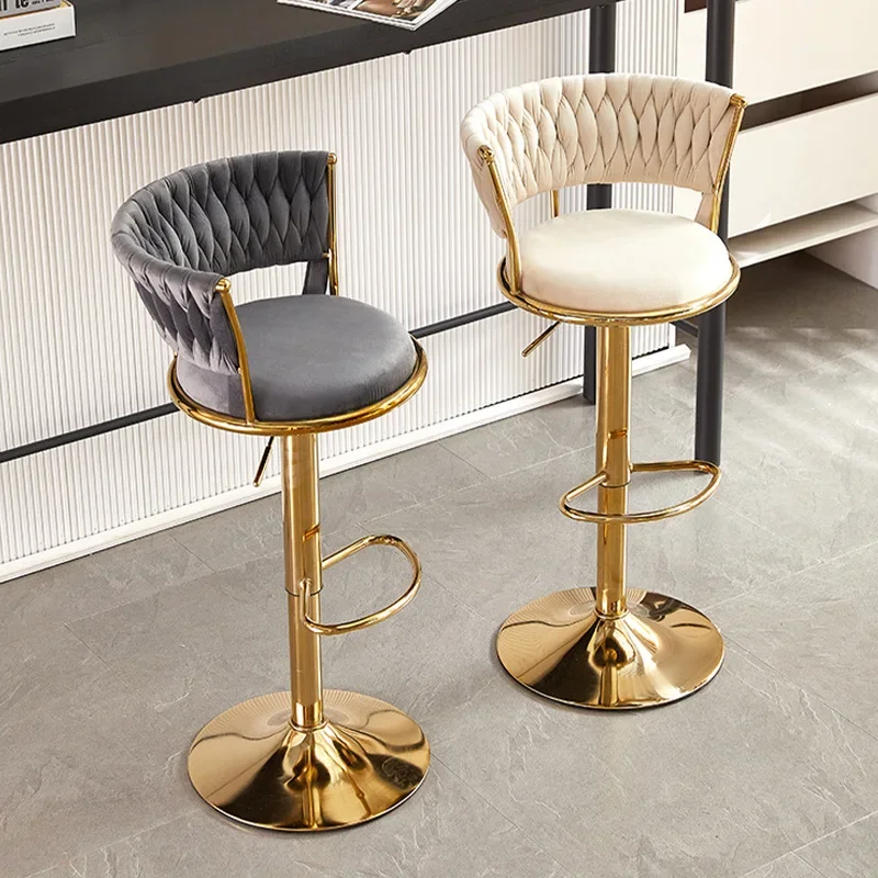 Nordic-Rotating-Lifting-Bar-Chair-High-Foot-Stool-with-Velvet-Backrest ...