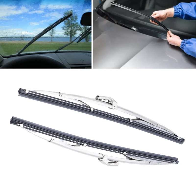 12-Polished-Stainless-Steel-Front-Windshield-Wiper-1-Pair-Windshield ...