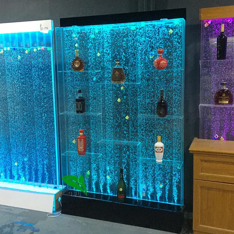 Indoor bar furniture floor standing water bubble panel wall led wine cabinets store