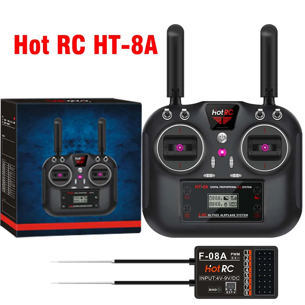 RC Hotrc HT-8A Transmitter 2.4G 8CH 4.5-9V PWM FHSS Remote Control with F-08A Receiver For RC ...