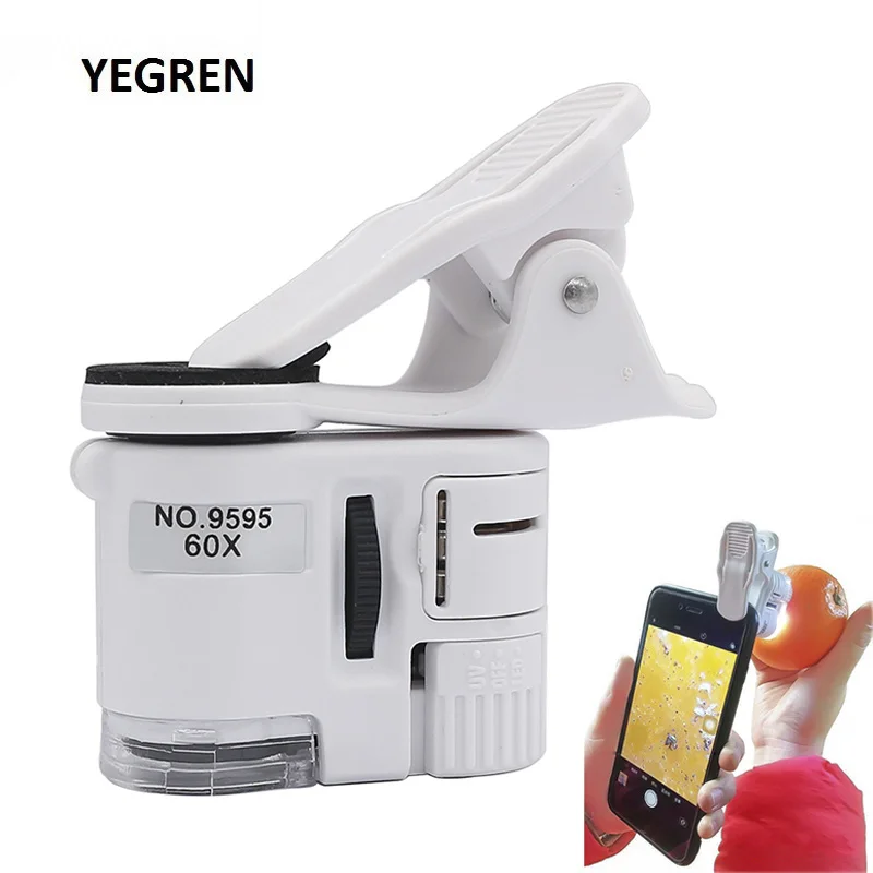 Universal-Clip-Microscope-60X-LED-Jewelry-Magnifying-Glass-Focusing ...