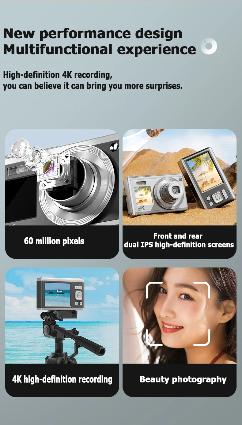 C23 4K Telescopic Lens High-Definition Dual Screen Digital Camera 16x ...