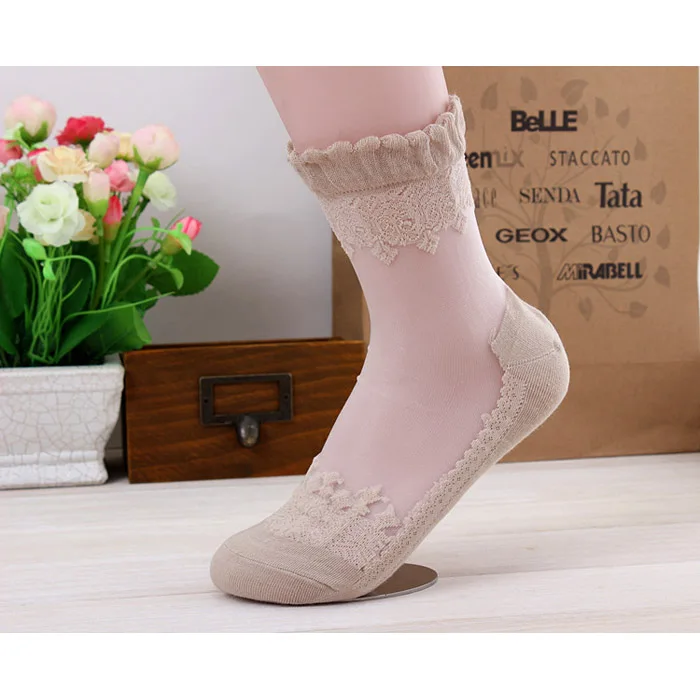 Ultrathin-Short-Lace-Transparent-Socks-Beautiful-Elastic-Crystal-Socks ...