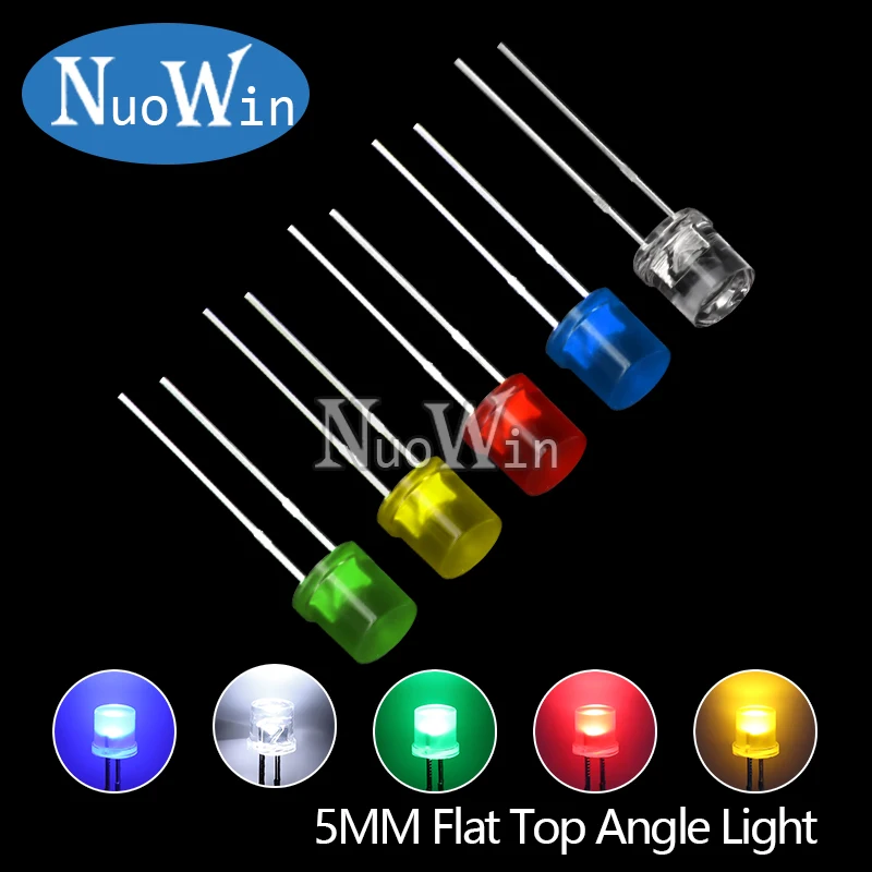 100pcs-Lot-5MM-Flat-Top-LED-F5-White-Red-Yellow-Blue-Green-Assorted-Kit ...