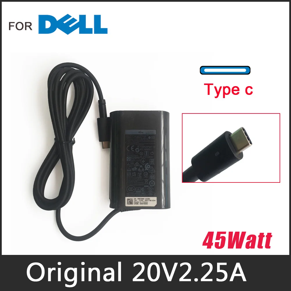 Original-45W-USB-C-Laptop-Charger-for-Dell-XPS-13-9360-9365-9370-9380 ...