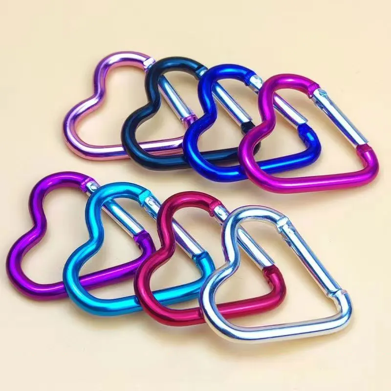 10pcs-Carabiner-Spring-Clip-Heart-Shape-Keychain-Snap-Hook-Buckle ...