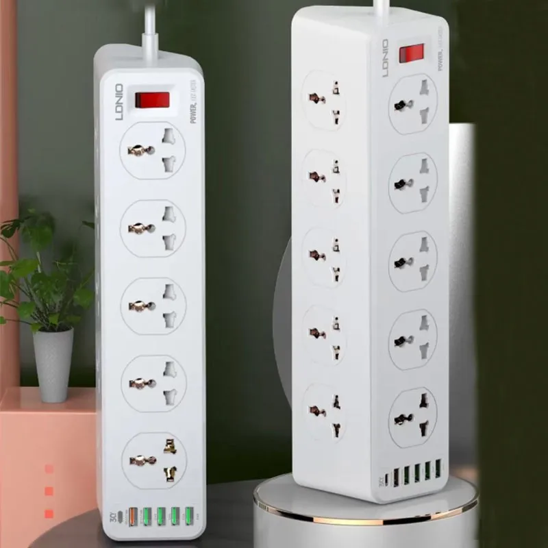 New-Design-UK-EU-US-Power-Strip-with-10-Universal-Socket-Bar-4-USB-Port ...