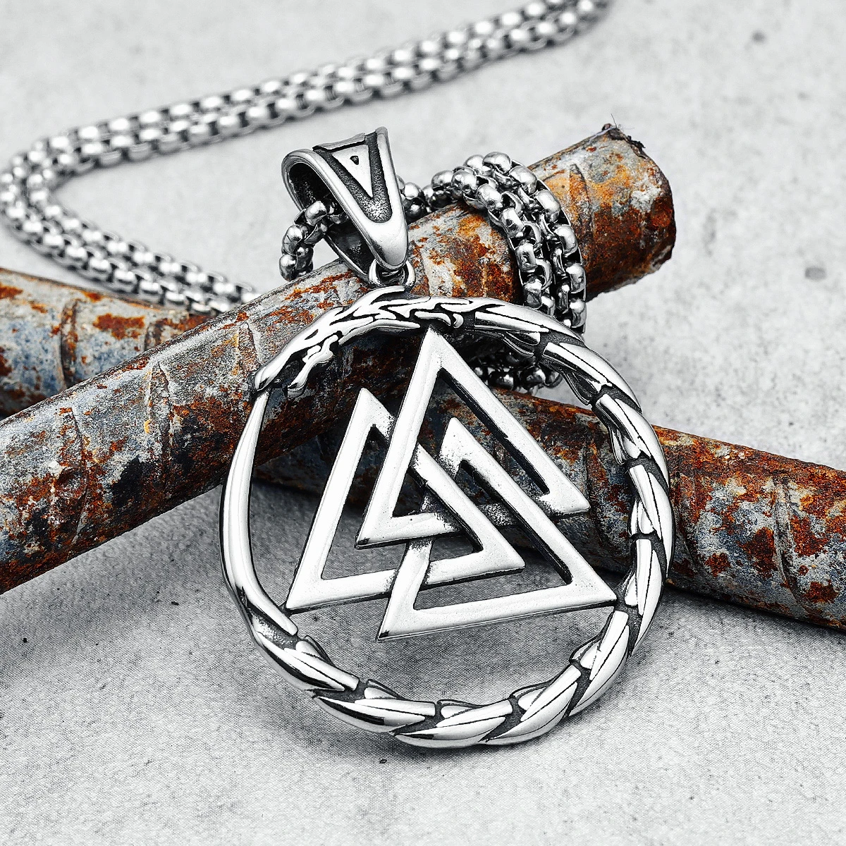 Viking Triangle Men Necklaces 316l Stainless Steel Nordic Myth Dragon ...
